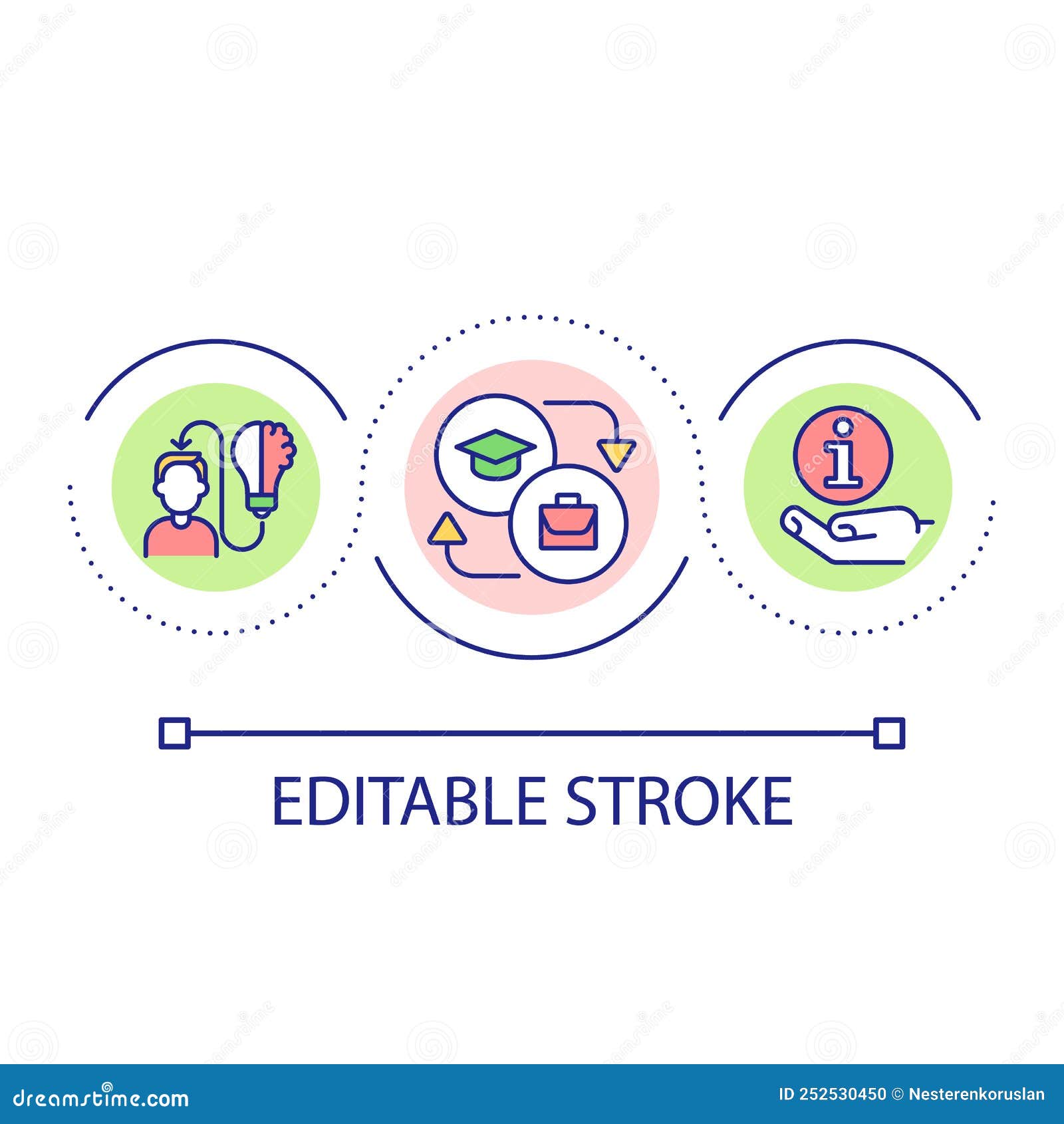 Connecting Education and Future Workplace Loop Concept Icon Stock ...