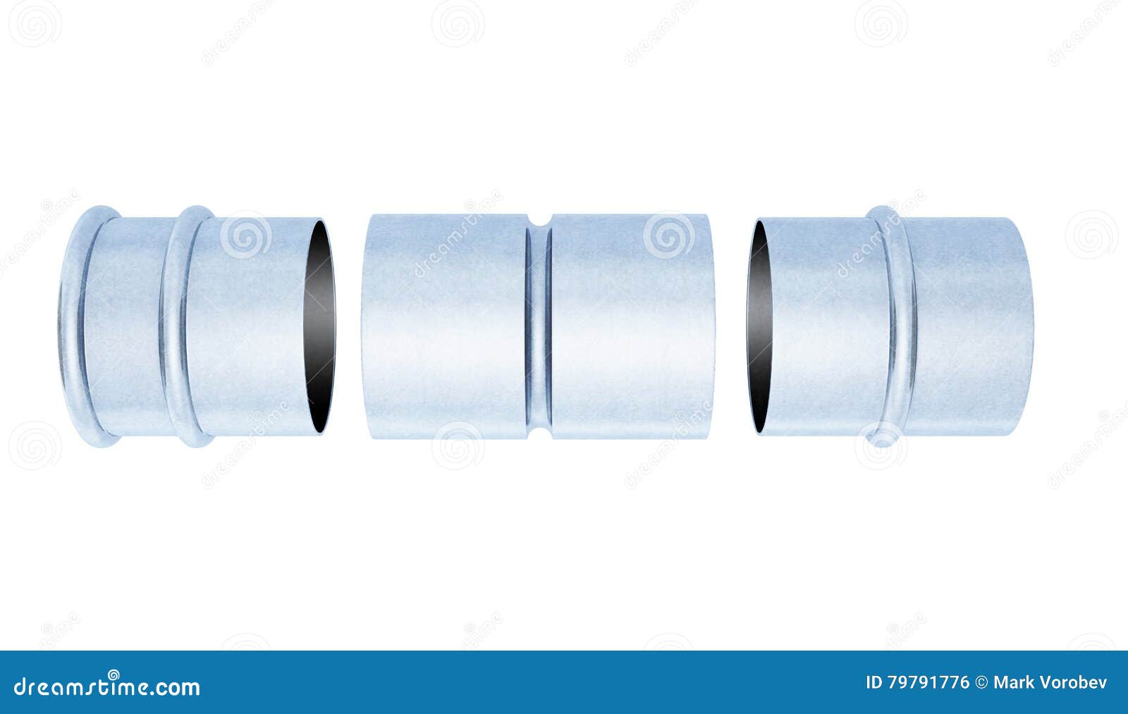 Connecting Elements of the Duct Isolated on a White Background. Stock ...