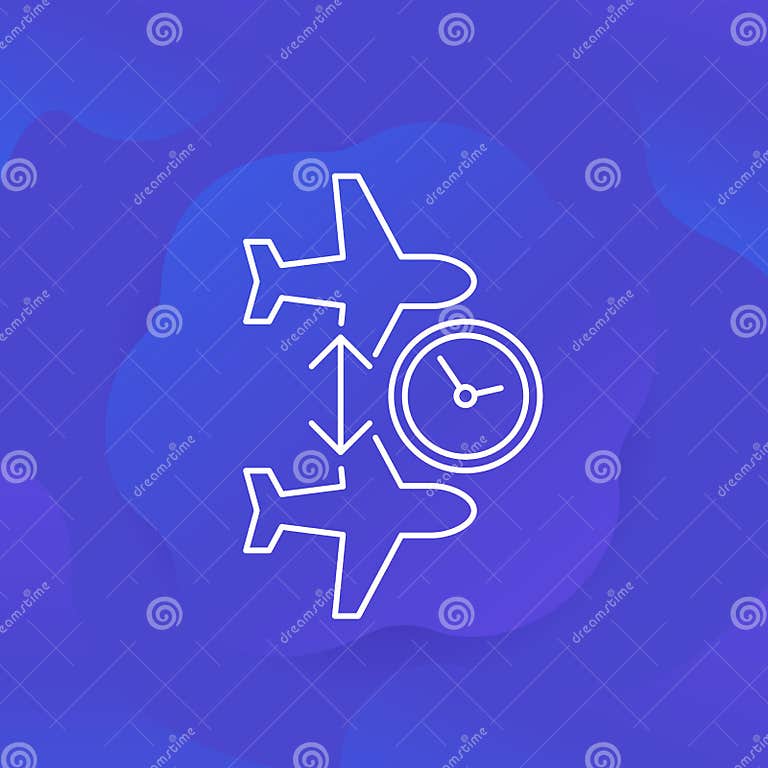 Connecting Flight, Transit Time Line Vector Icon Stock Vector ...