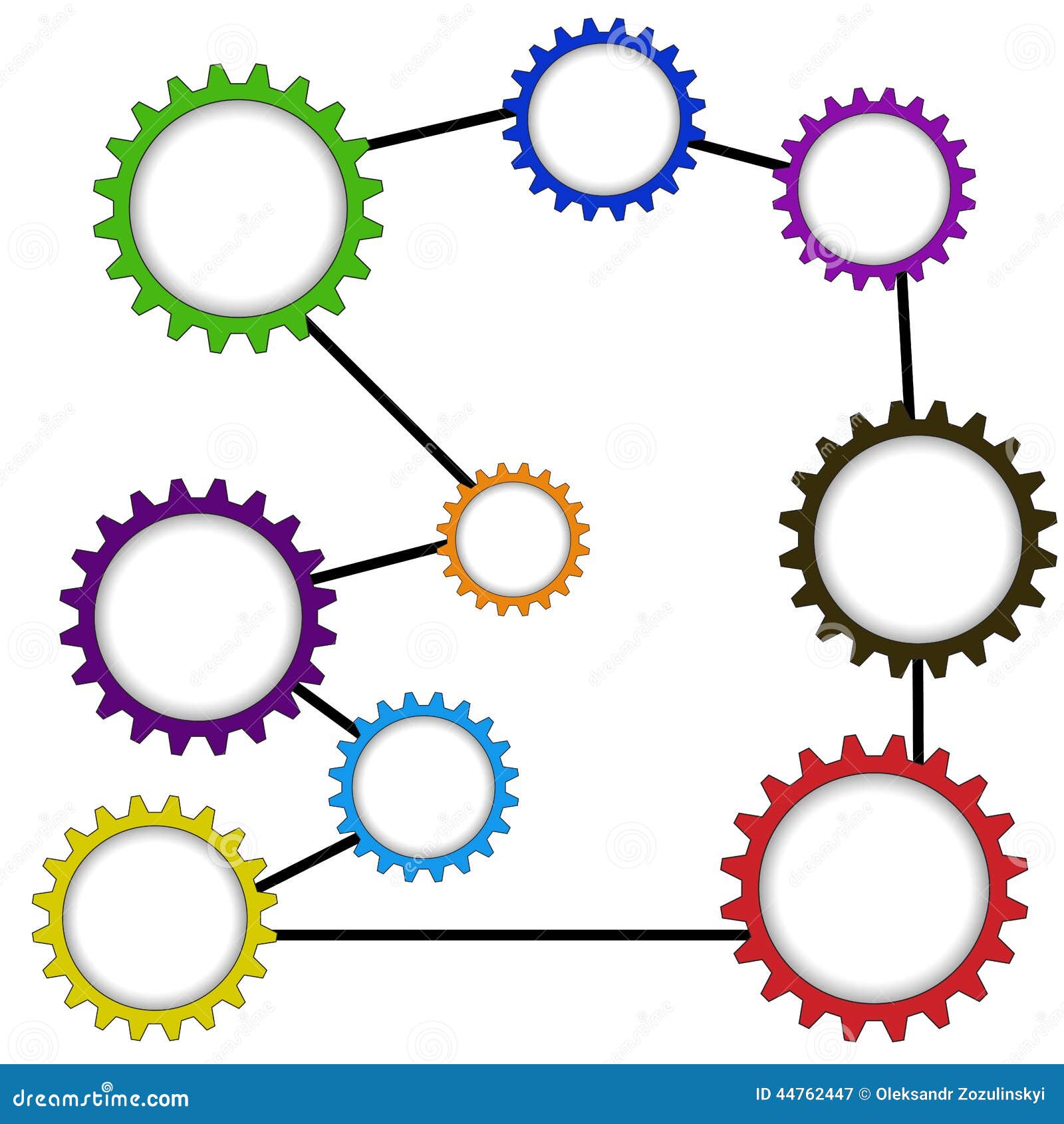 Connecting Gears of Different Colors. Raster Stock Illustration ...