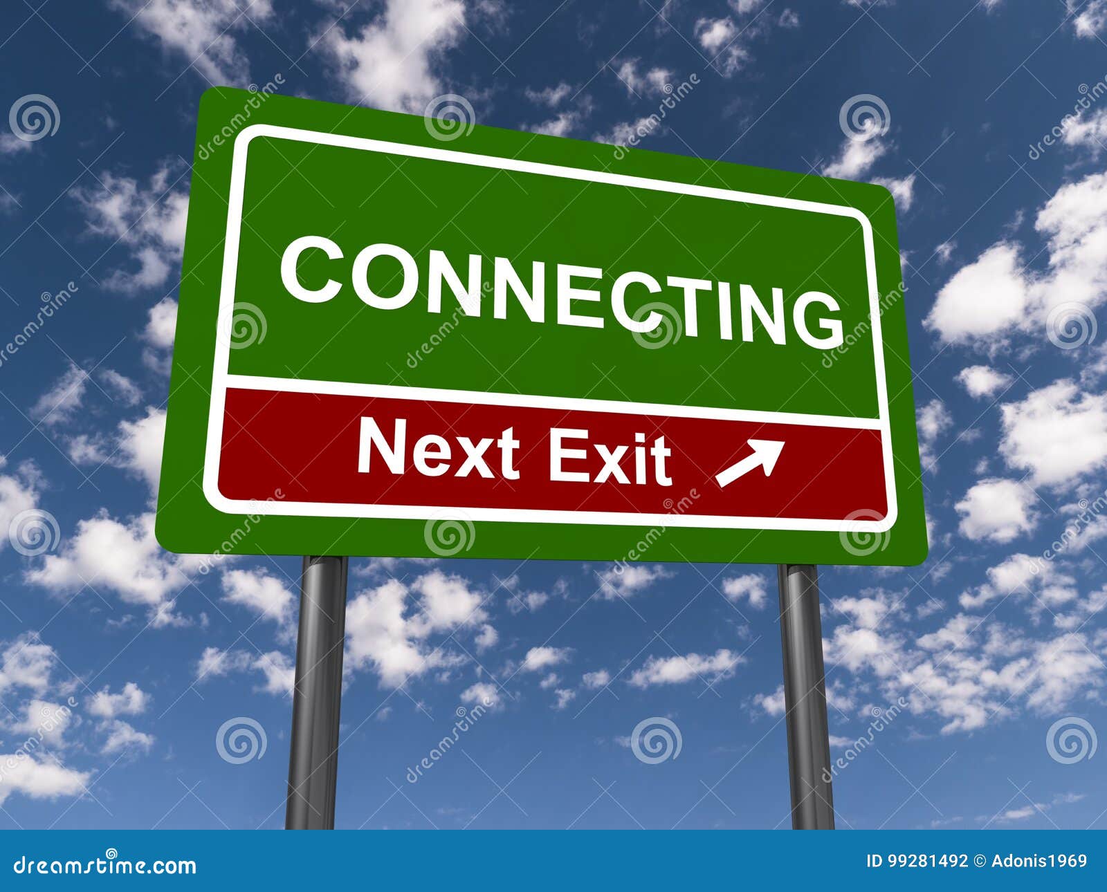 Connecting Green Highway Sign Stock Photo - Image of connecting, blue ...
