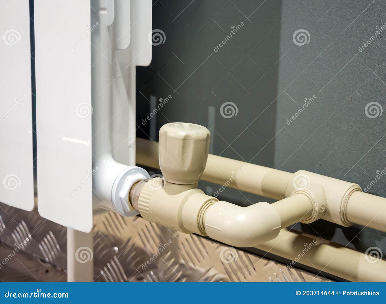 Connecting a Heating Radiator in a One-pipe System Stock Photo - Image ...