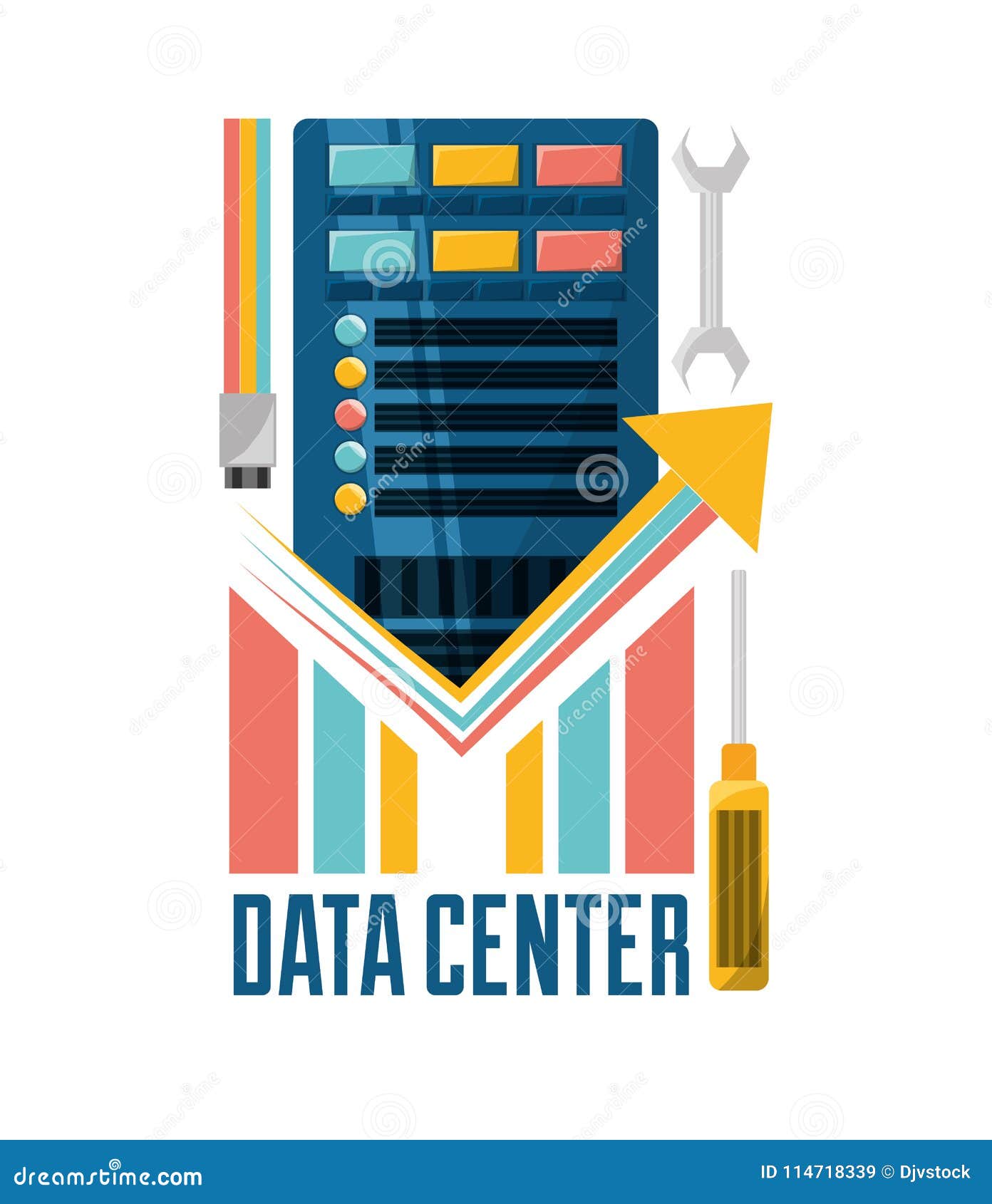Connecting Information with Data Center Stock Vector - Illustration of ...