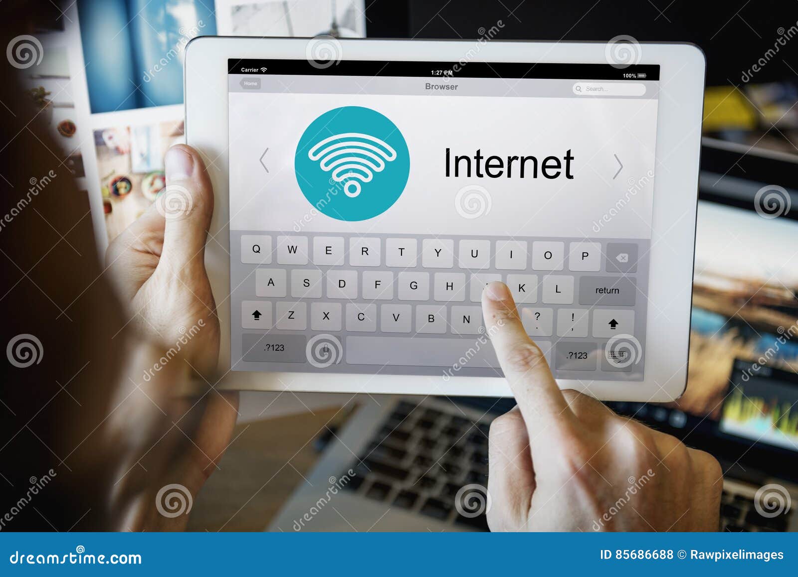 Connecting Internet Network Wifi Concept Stock Photo - Image of tablet ...