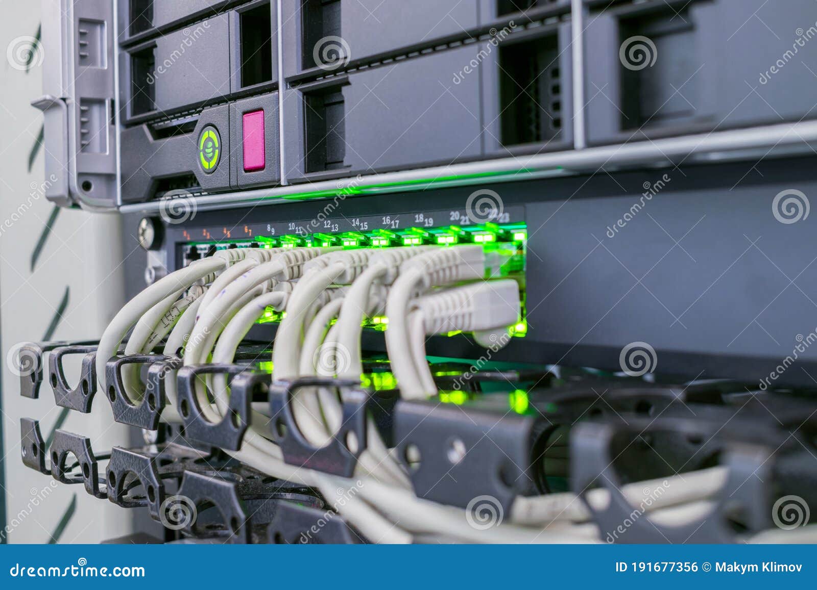 Connecting the Internet Wires with Computer Equipment. Cabling in the ...