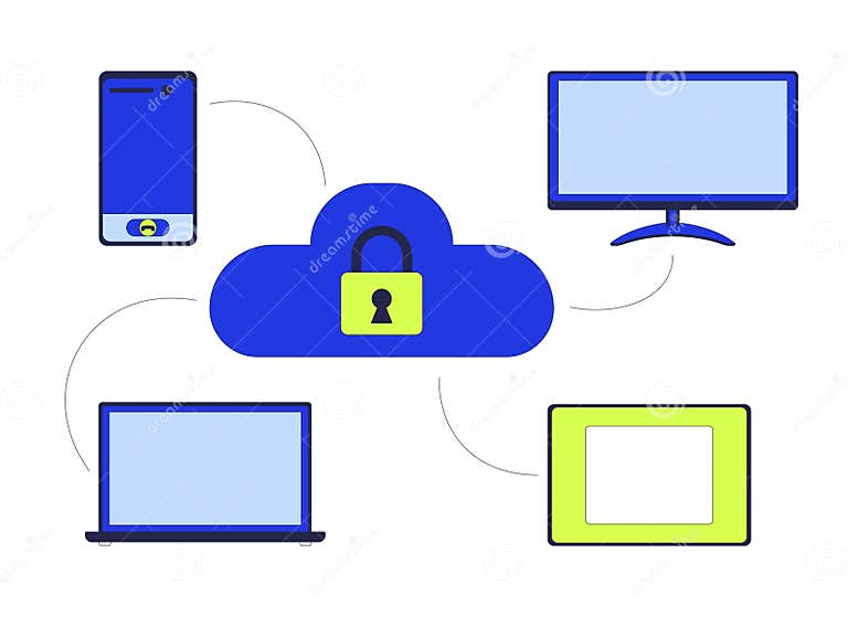 Connecting IoT Devices To Cloud 2D Cartoon Object Stock Illustration ...