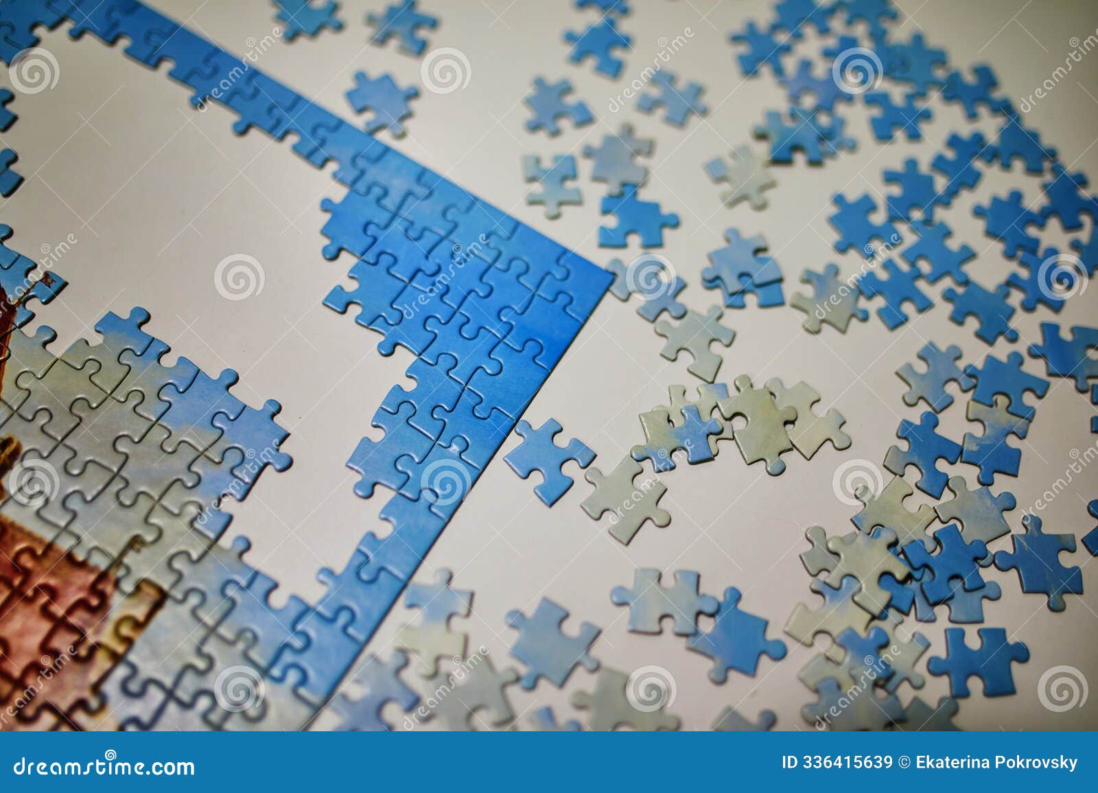 Connecting Jigsaw Puzzle Pieces, Fun Family Activity. Stock Image ...