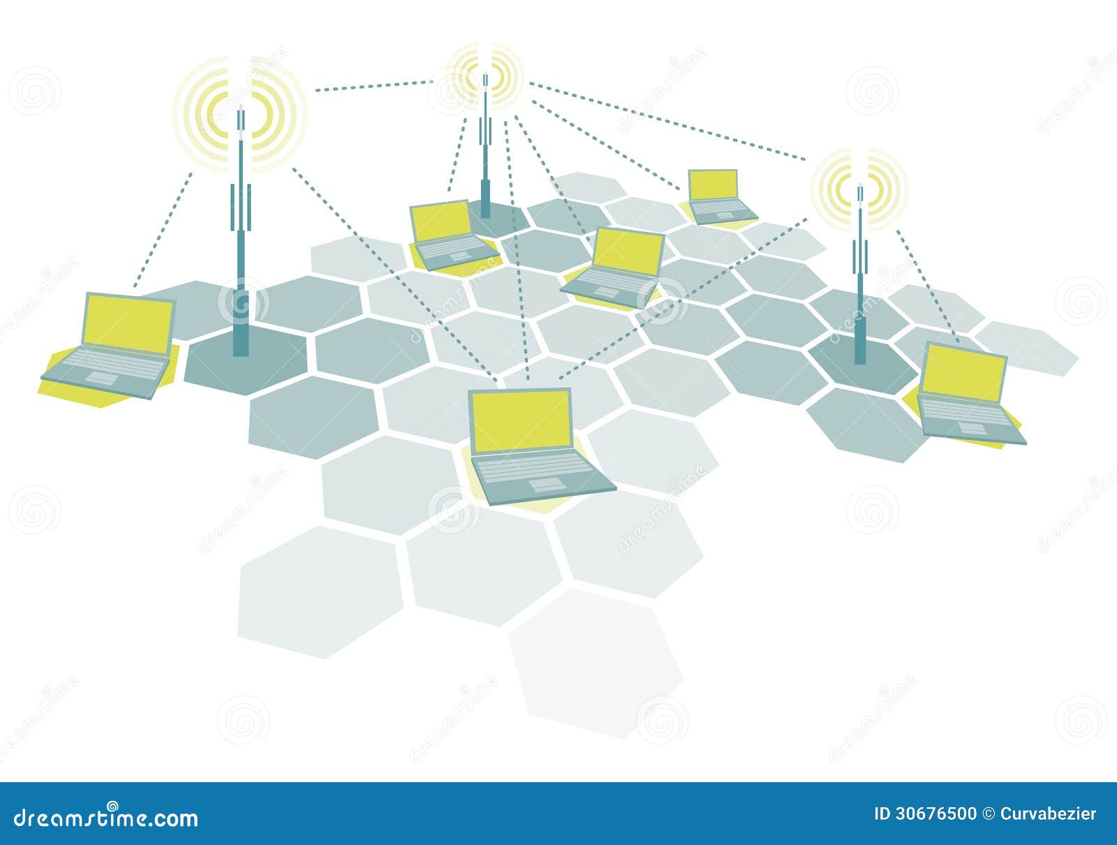 Connecting Laptops / Wireless Network Stock Illustration - Illustration ...