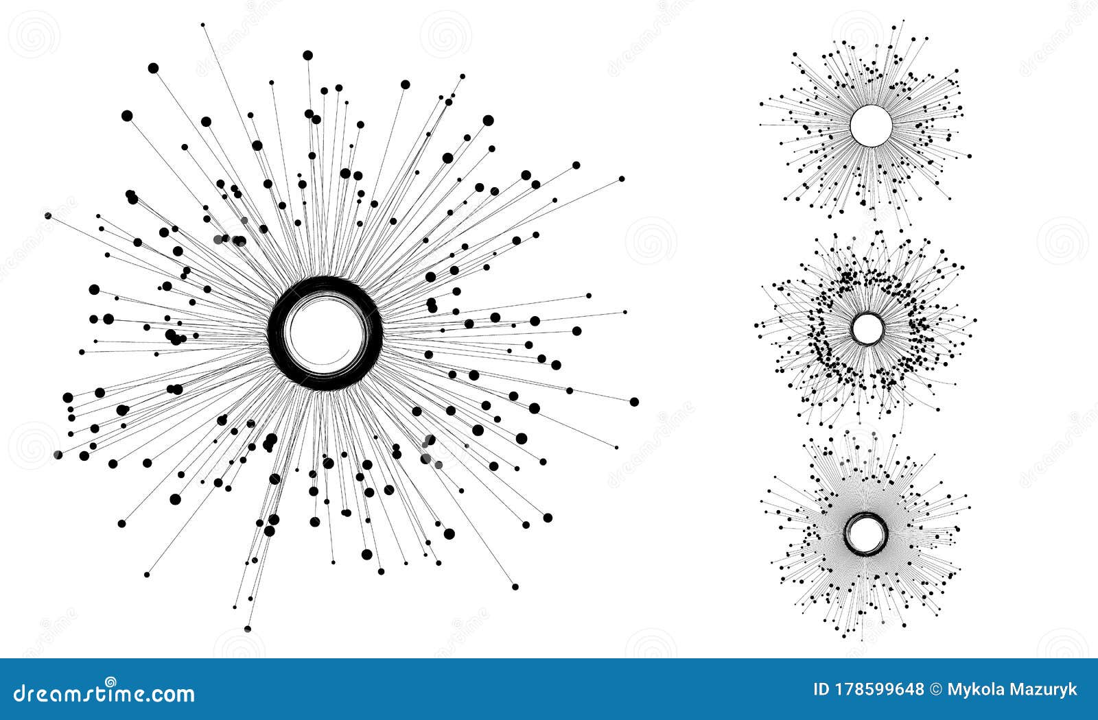Connecting Many Dots with Circle in Center Via Lines. Command Concept ...