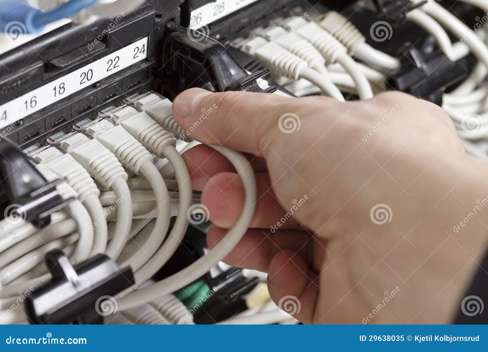 Connecting Network Cable into a Patch Panel Stock Image - Image of ...