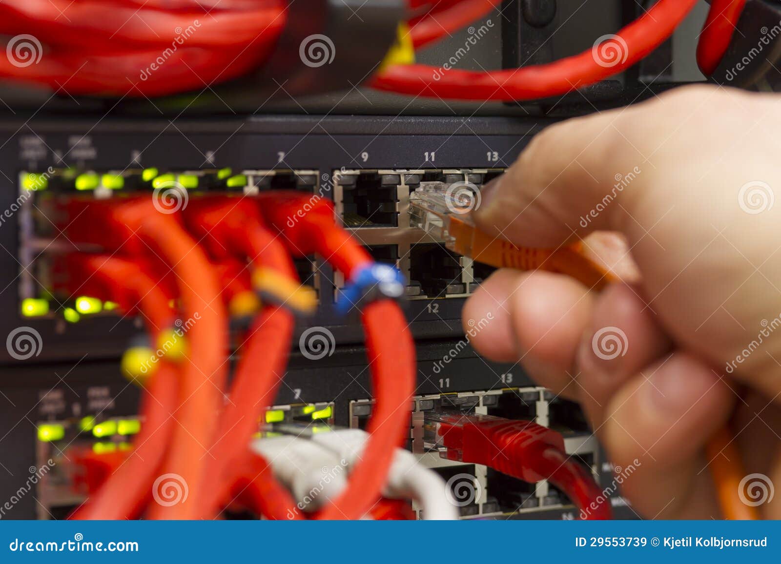 Connecting Network Cable into Switch Stock Image - Image of indoors ...