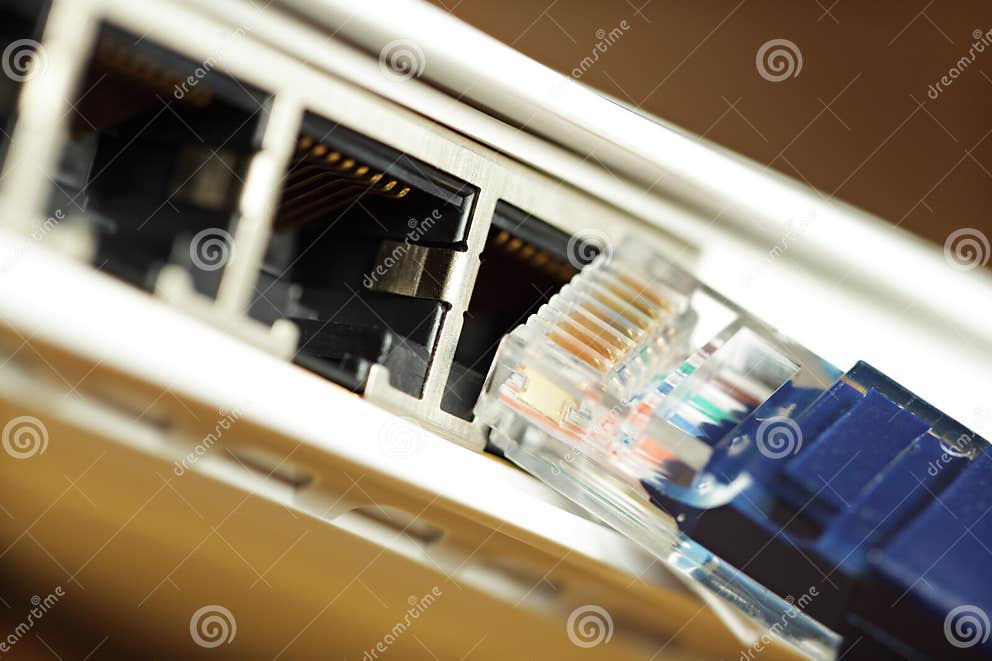 Connecting a network plug stock image. Image of horizontal - 10542021