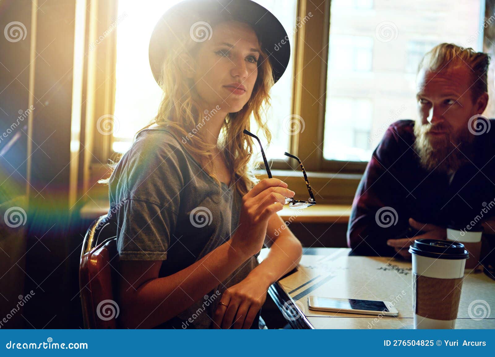 Connecting Over Coffee. a Hipster Couple in a Coffee Shop. Stock Image ...