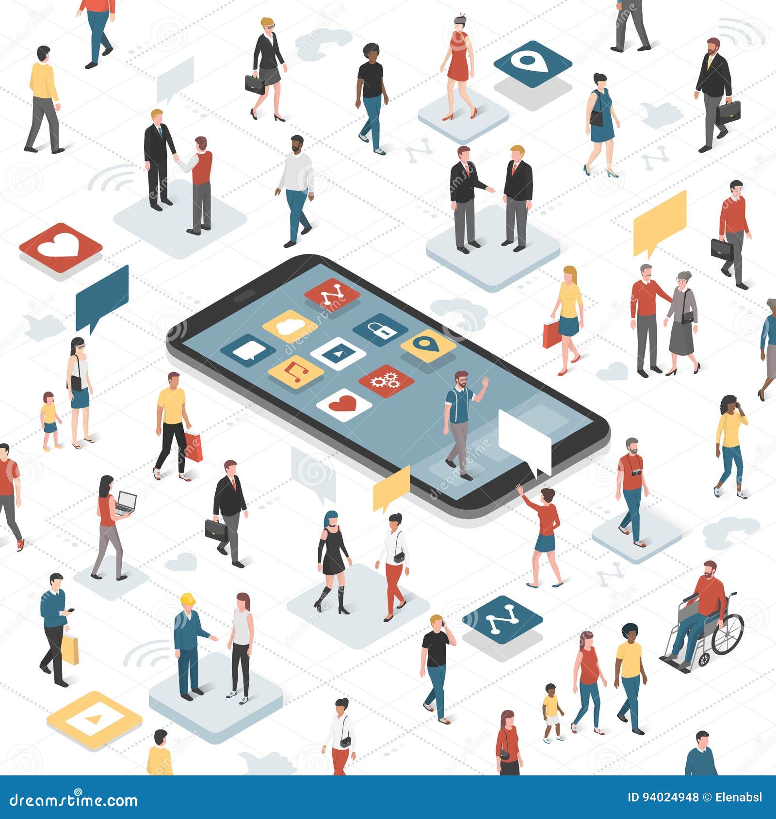 Connecting People and Social Media Stock Vector - Illustration of ...