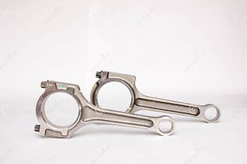 Connecting Rod from a Car Engine on White. Stock Photo - Image of ...
