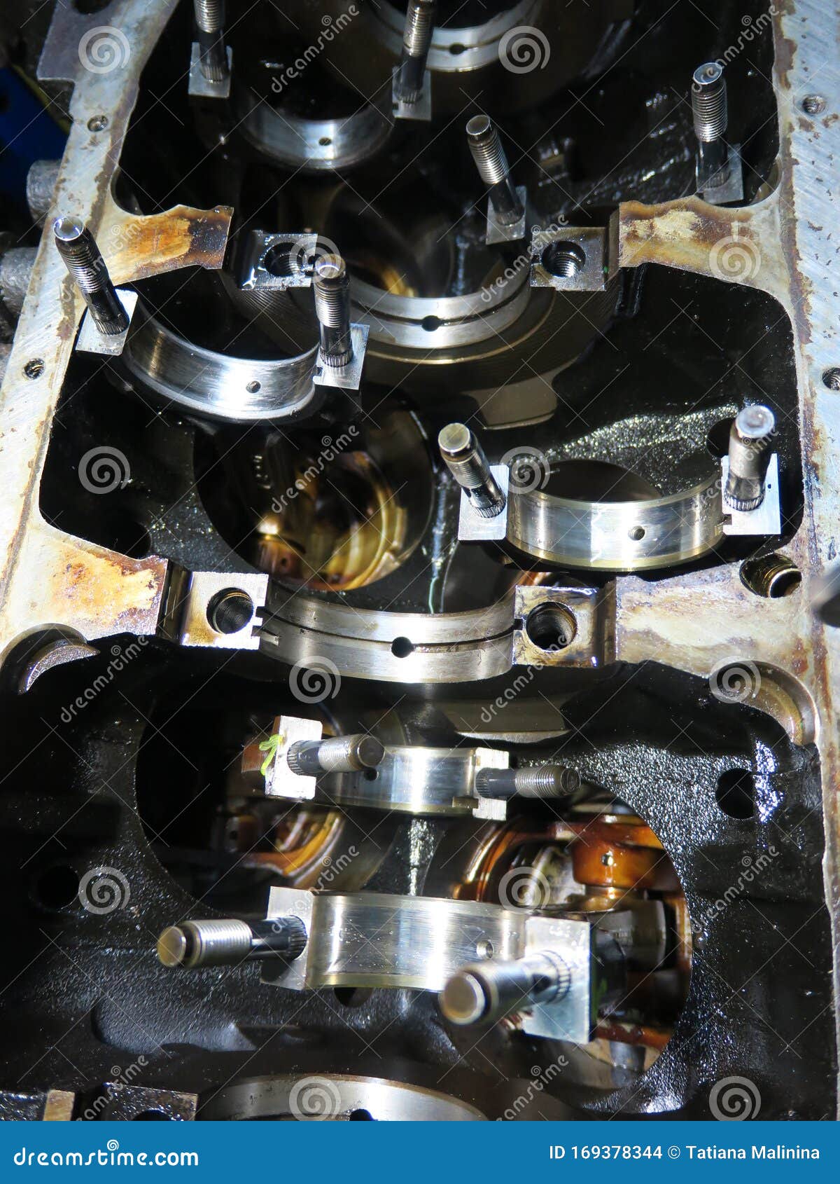 The Connecting Rod, Piston And Cylinder Block In A Disassembled ...