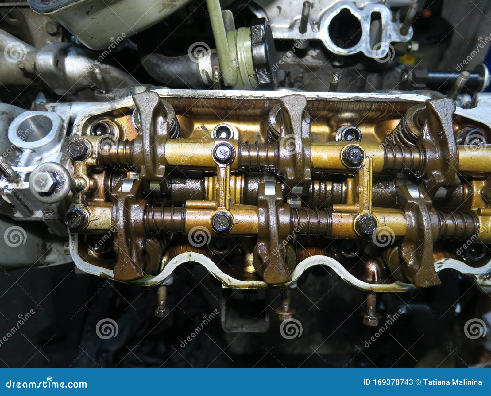 The Connecting Rod, Piston And Cylinder Block In A Disassembled ...