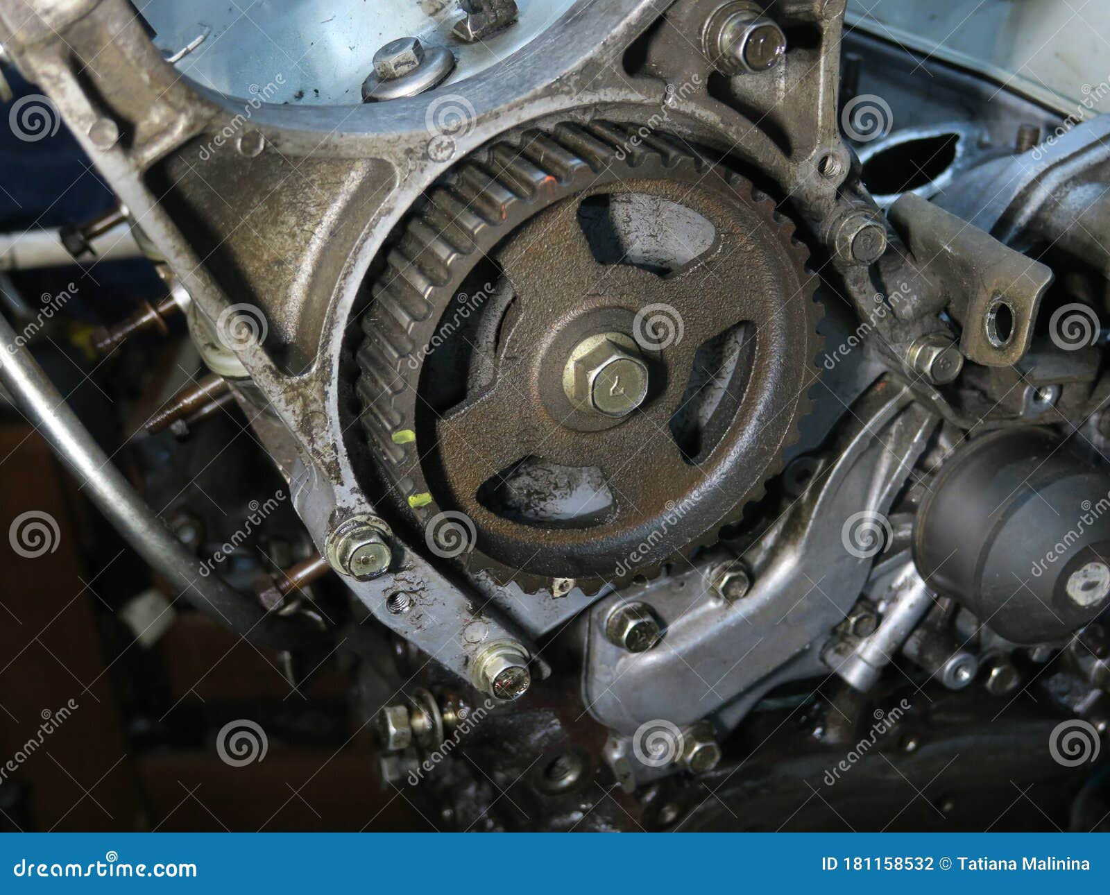 The Connecting Rod, Piston And Cylinder Block In A Disassembled ...