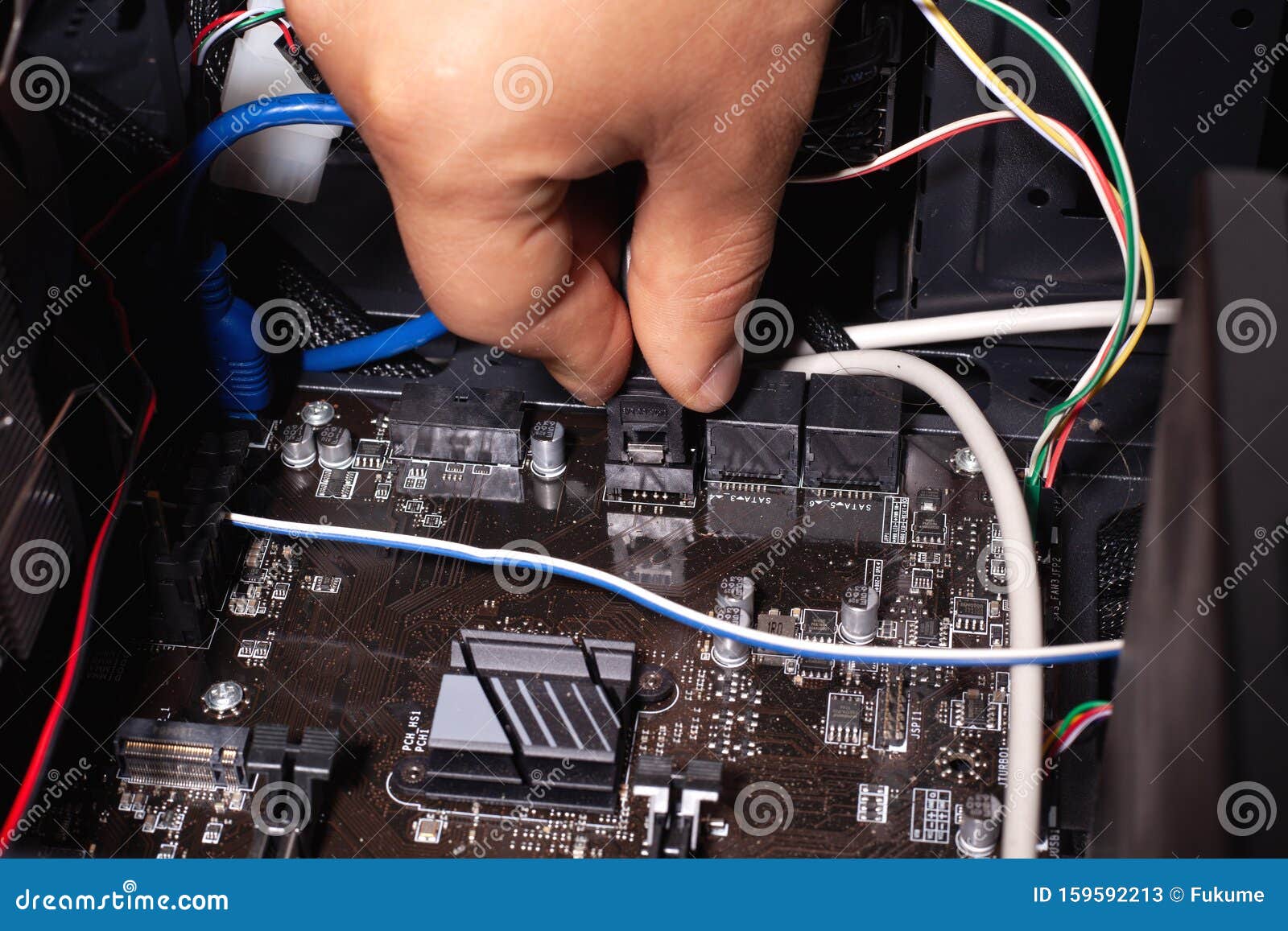 Connecting Sata Cable To the Motherboard,computer Assembly Stock Image ...