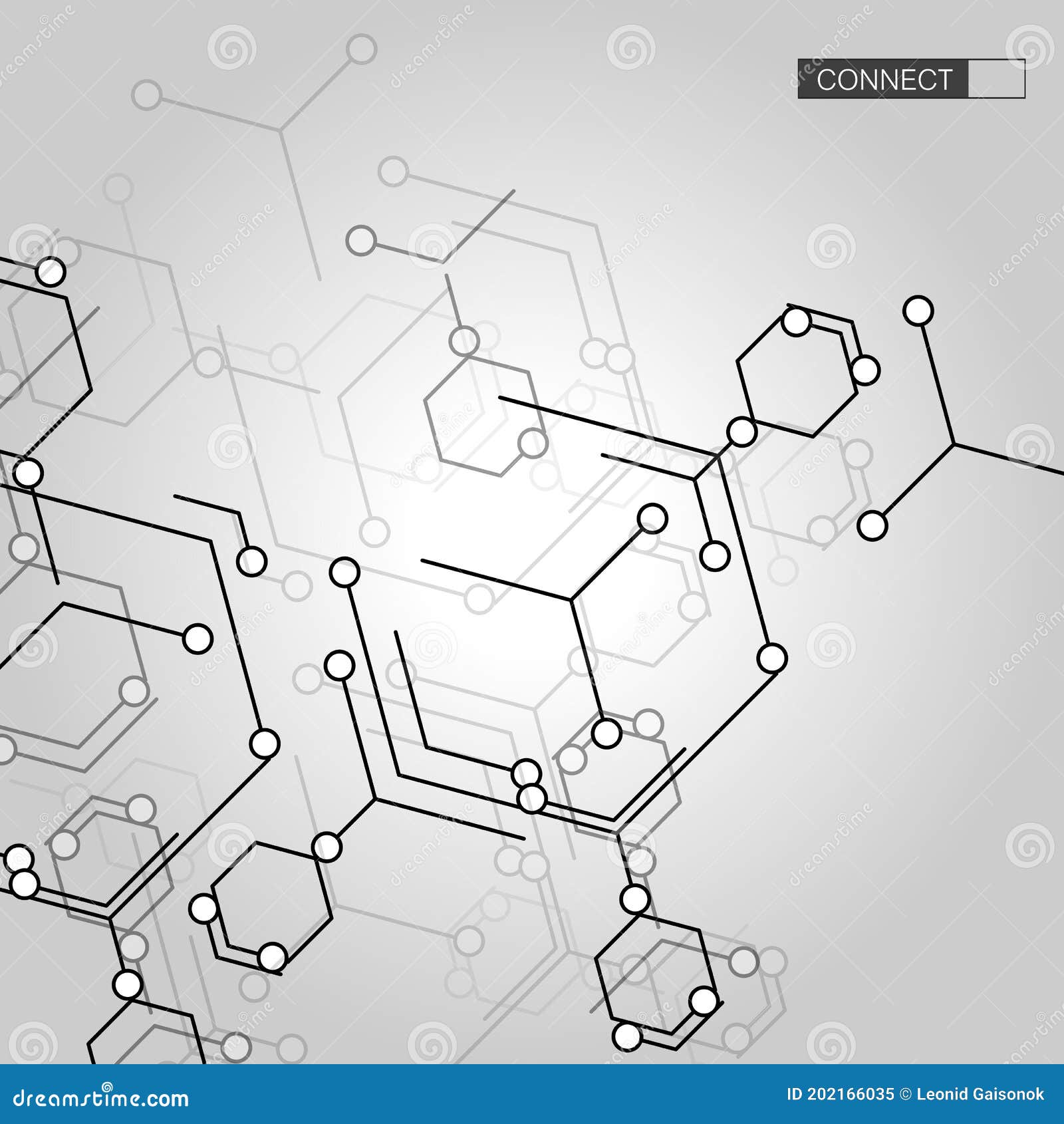 Connecting Shapes On Light Background. Banner Design. Geometric Art ...