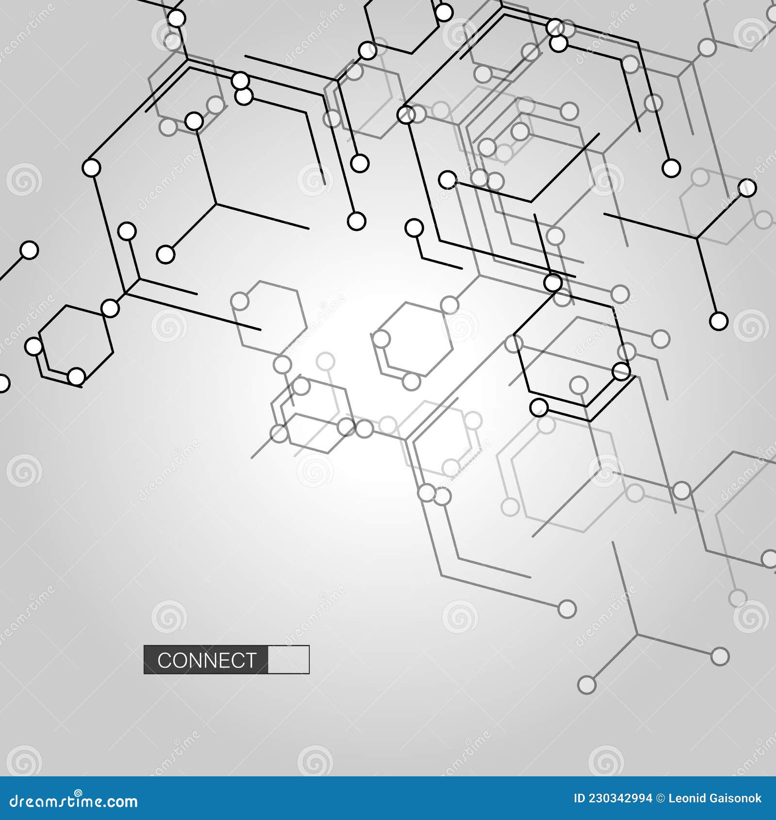 Connecting Shapes On Light Background. Banner Design. Geometric Art ...