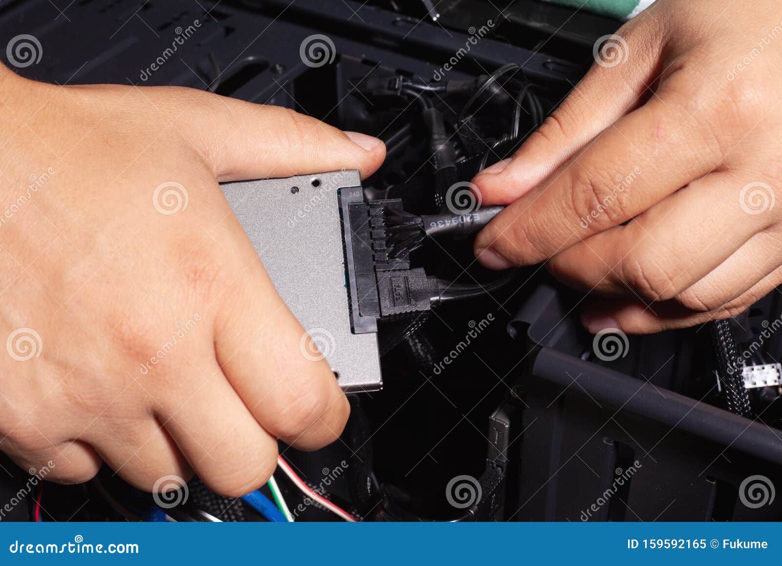 Connecting the Ssd Drive To the Cable in the Computer Stock Image ...