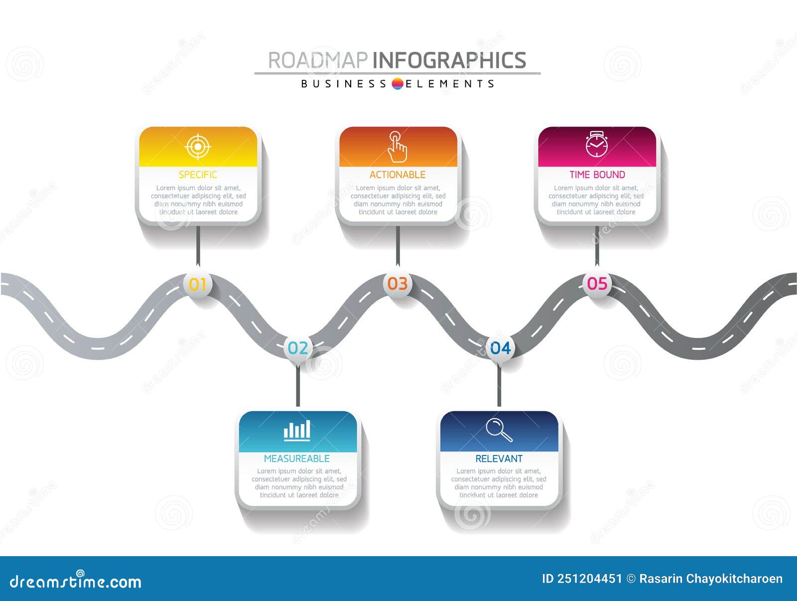 Connecting Steps Infographic Template with 5 Elements Stock Vector ...