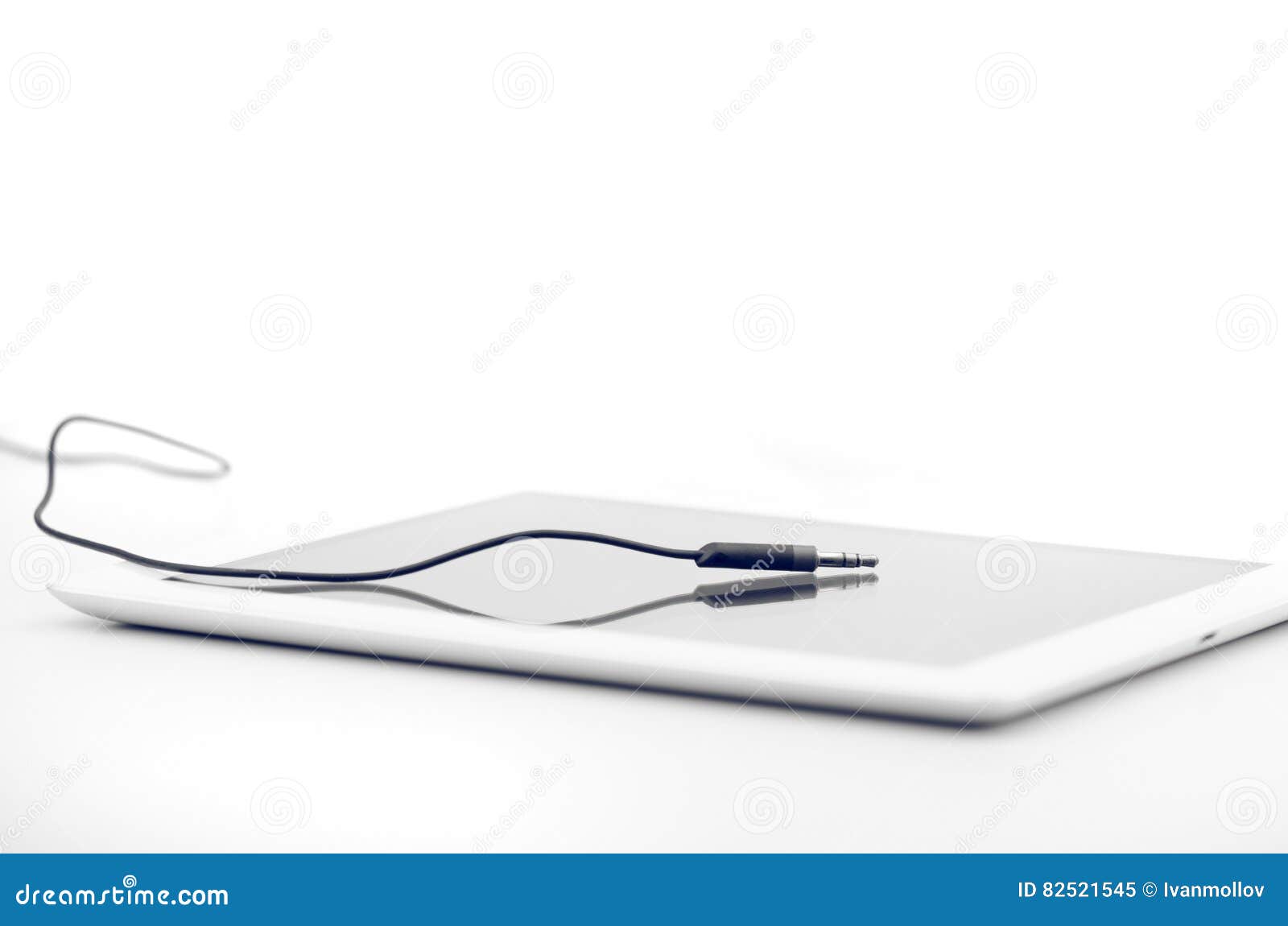 Connecting Stereo Jack To Tablet Device Stock Image - Image of modern ...