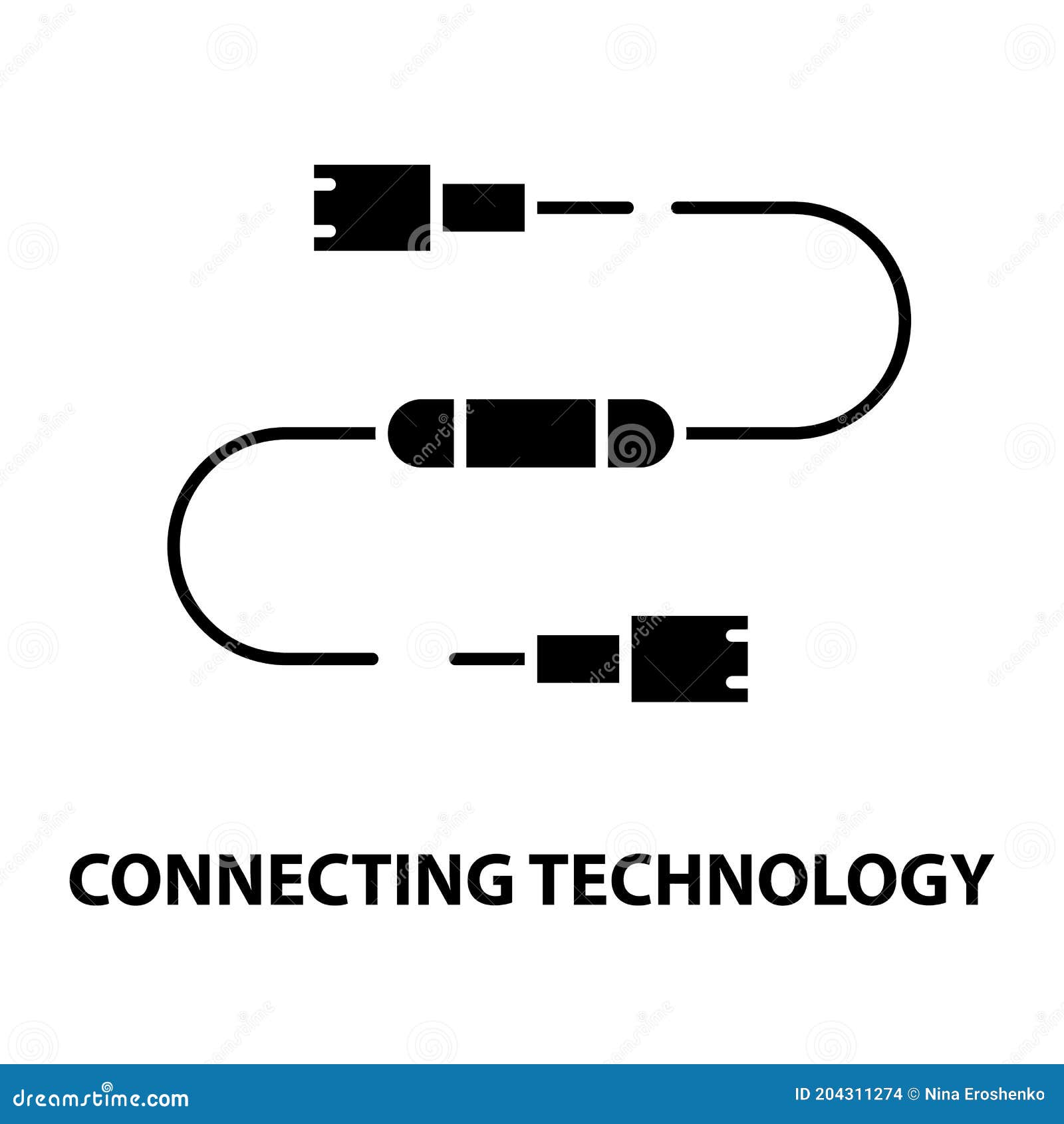 Connecting Technology Icon, Black Vector Sign with Editable Strokes ...