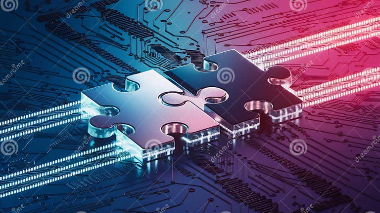 Connecting Technology Puzzle Pieces, Abstract High Quality Image Stock ...