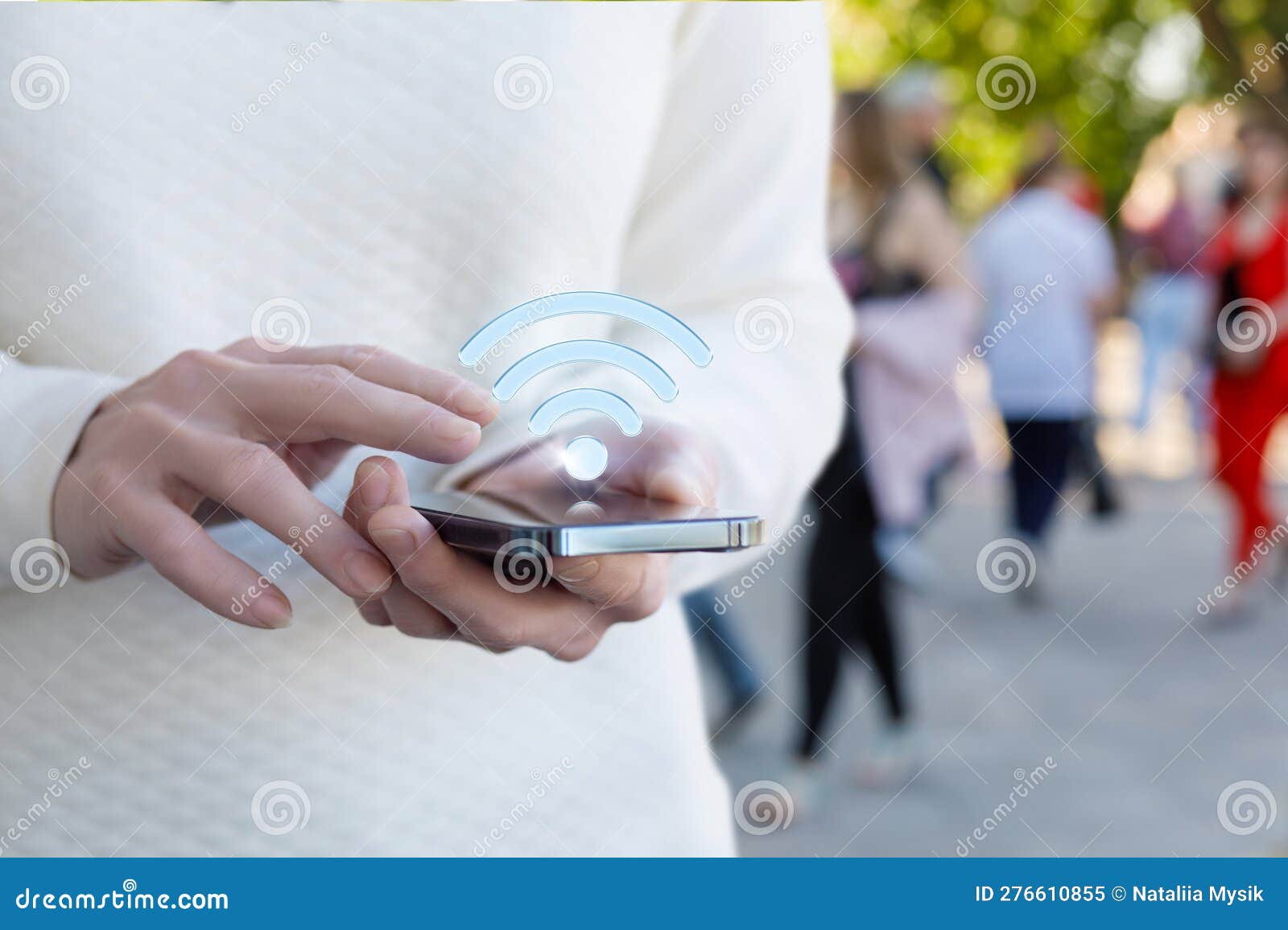 Connecting To a Wireless Network on the Phone Stock Image - Image of ...