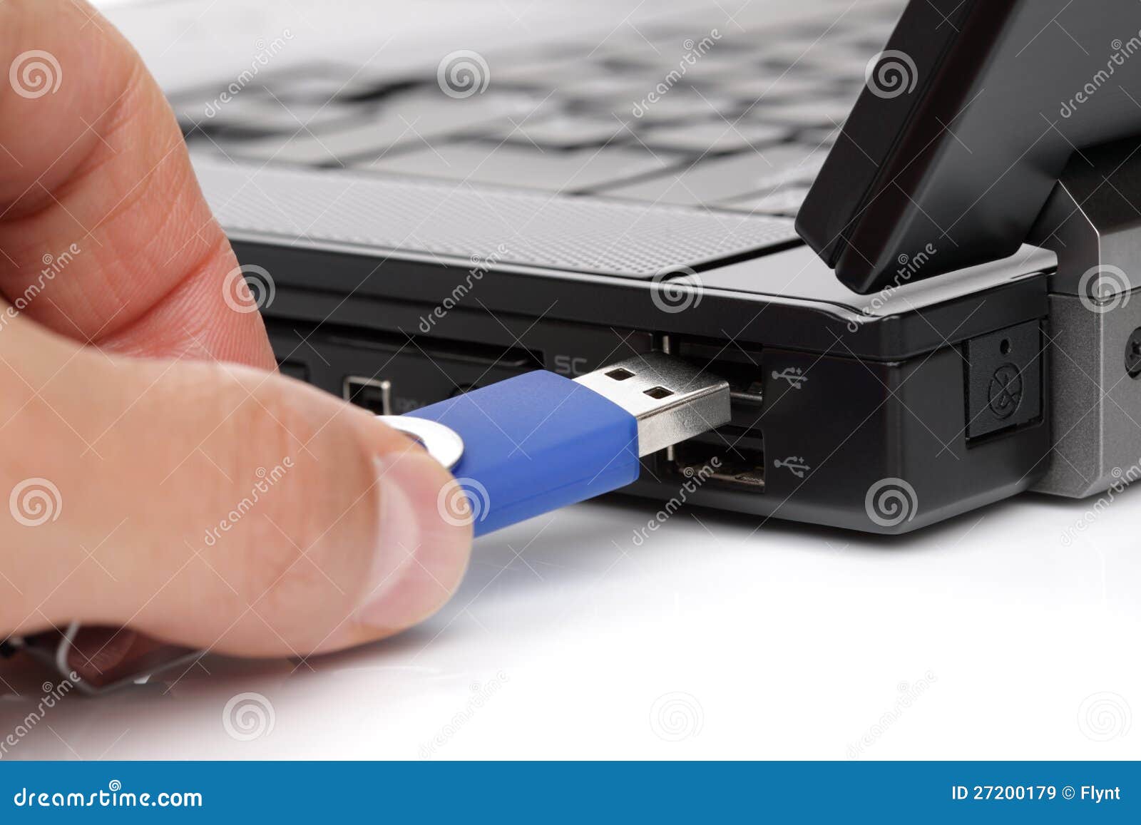 Connecting USB Flash Memory Stick Stock Image - Image of laptop ...