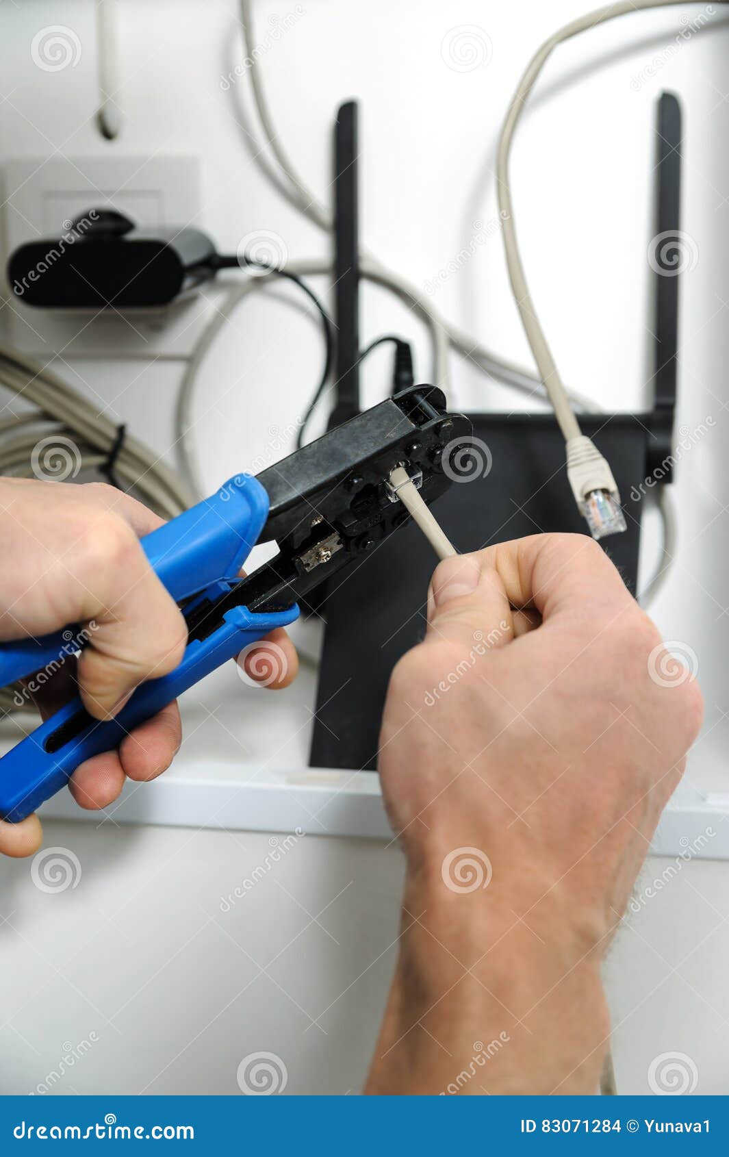 Connecting Wi-fi Router To the Internet. Stock Photo - Image of service ...