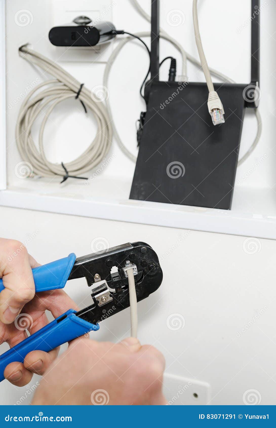 Connecting Wi-fi Router To the Internet. Stock Image - Image of ...