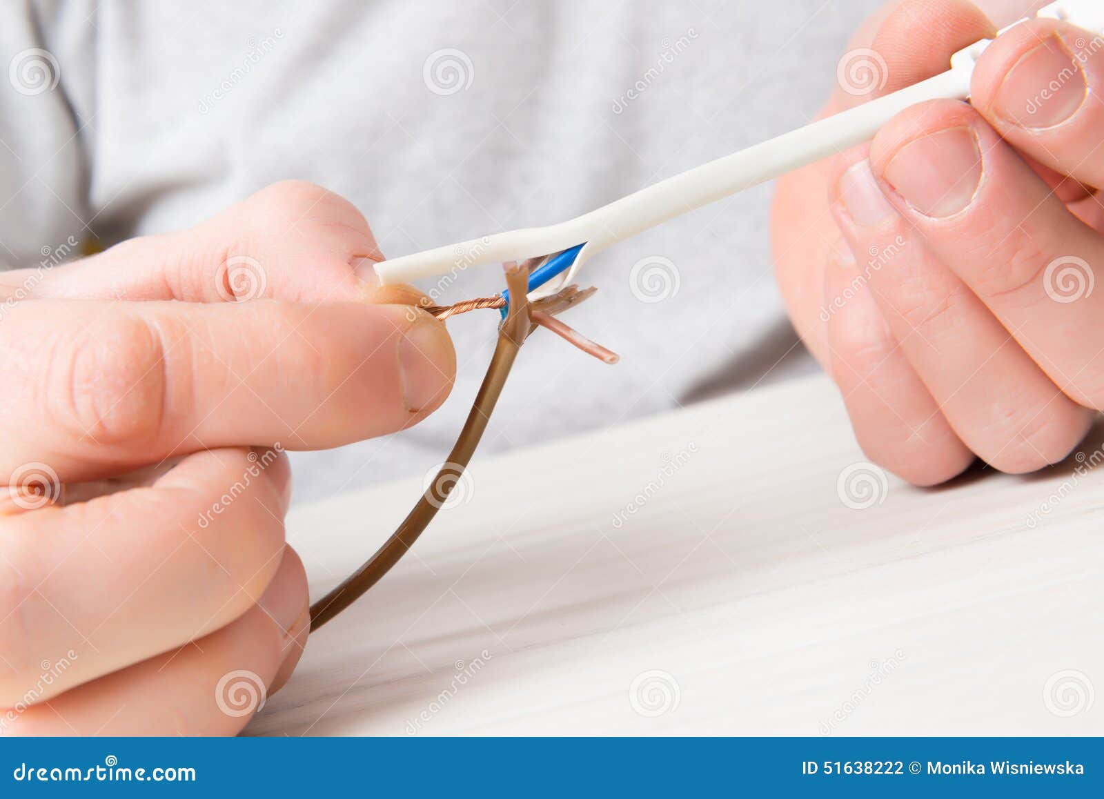 Connecting a wire stock photo. Image of link, hand, insulation - 51638222
