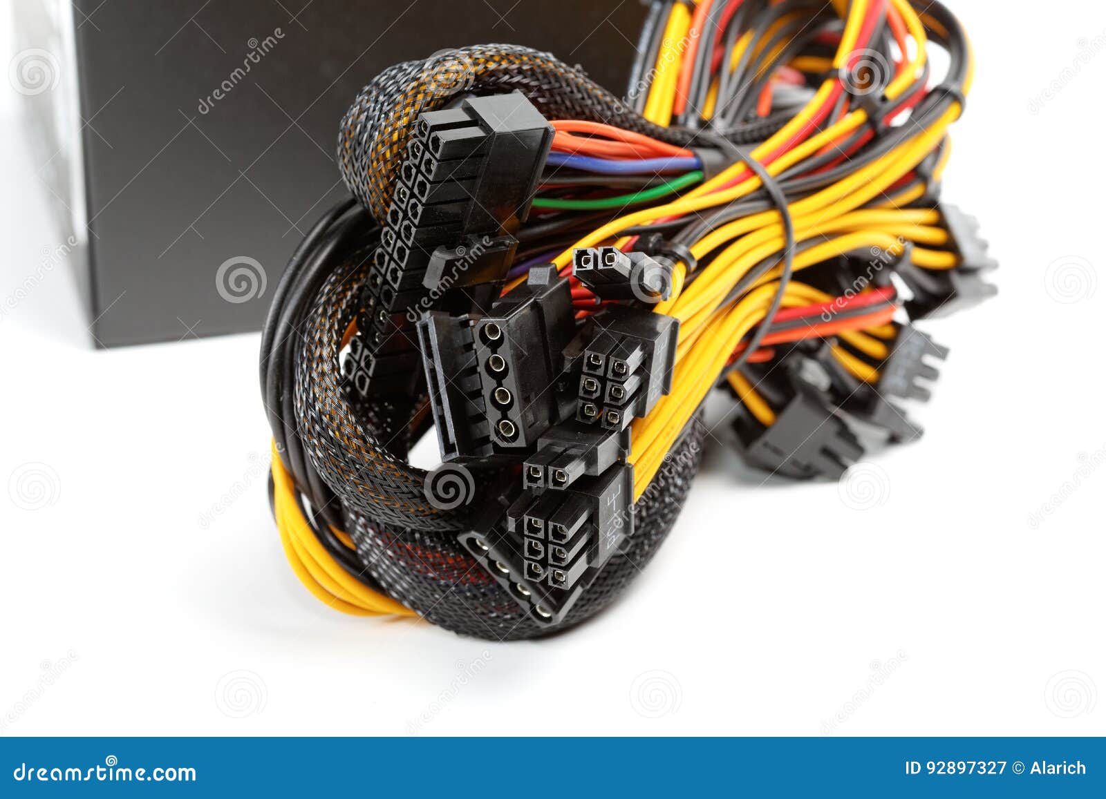 Connecting Wires To a Computer on a White Stock Image - Image of ...
