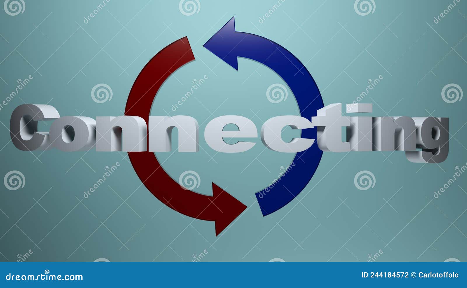 Connecting Write with Rotating Blue and Red Arrows - 3D Rendering ...