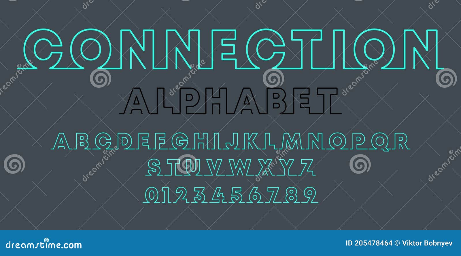 Connection Alphabet Template. Set of Letters and Numbers Line Design ...