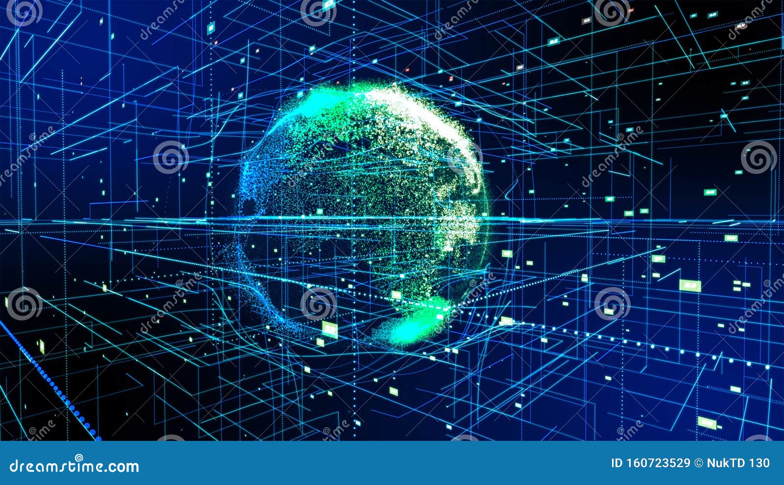 Connection Around Earth, Theme Background with Light Effect. Abstract ...