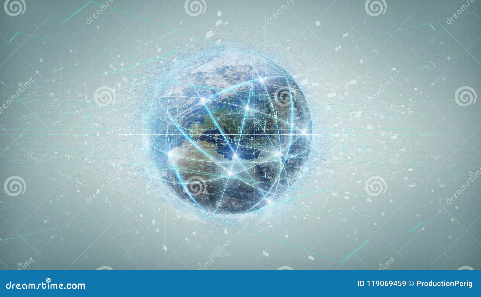 Connection Around a World Globe Isolated on a Background 3d Rend Stock ...