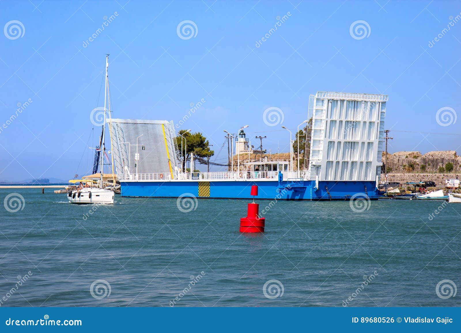 Connection Bridge between Lefkada Island and Mainland Stock Photo ...