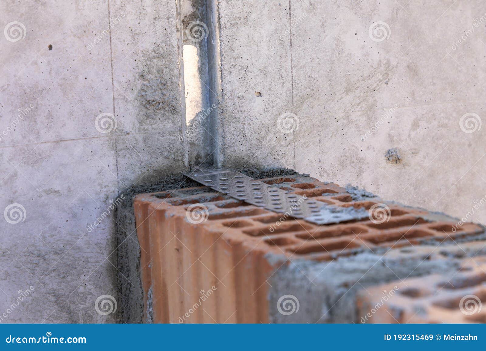 Connection of Building Blocks with Cellar Wall in Metal Stock Image ...