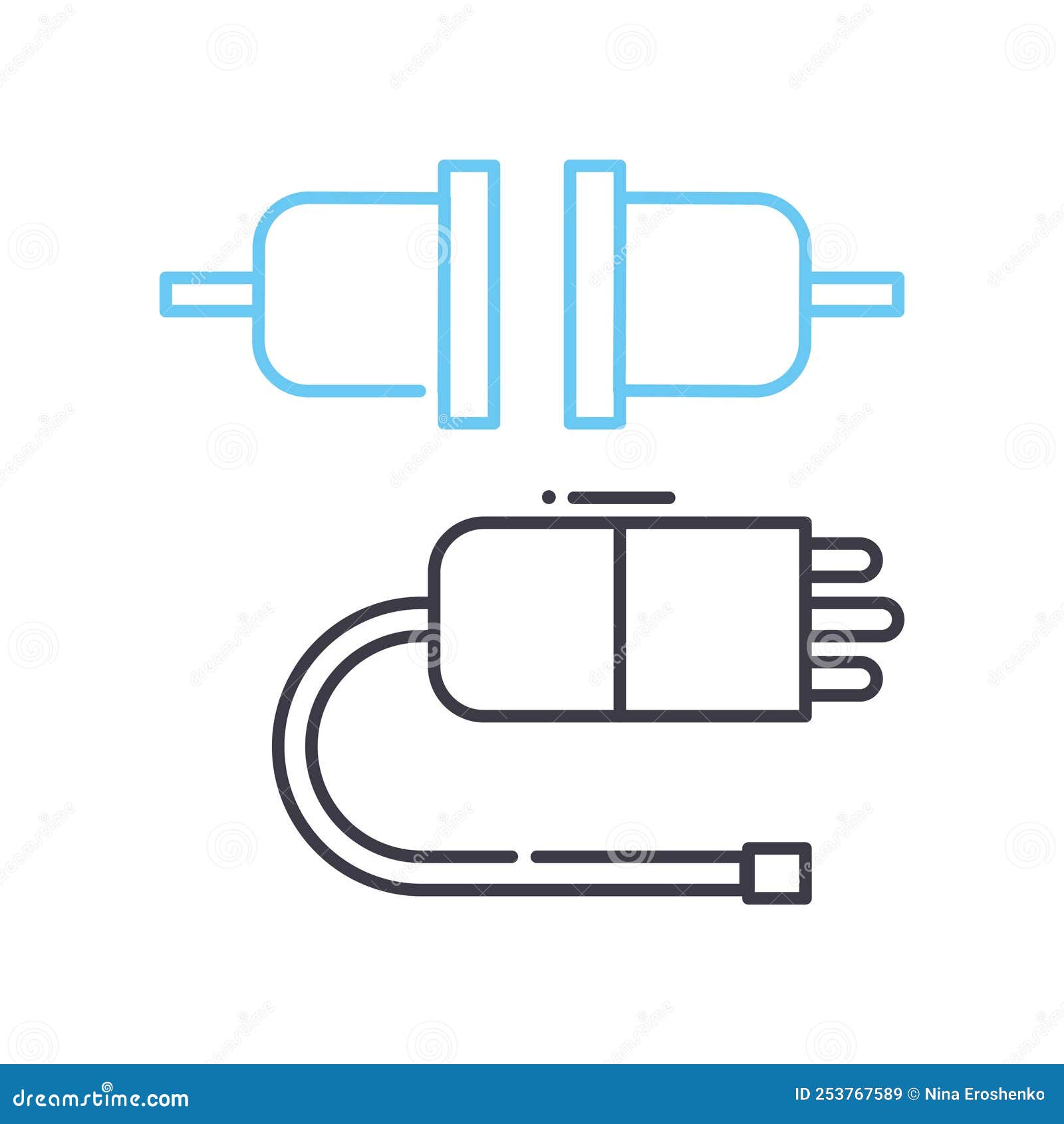 Connection Cables Line Icon, Outline Symbol, Vector Illustration ...