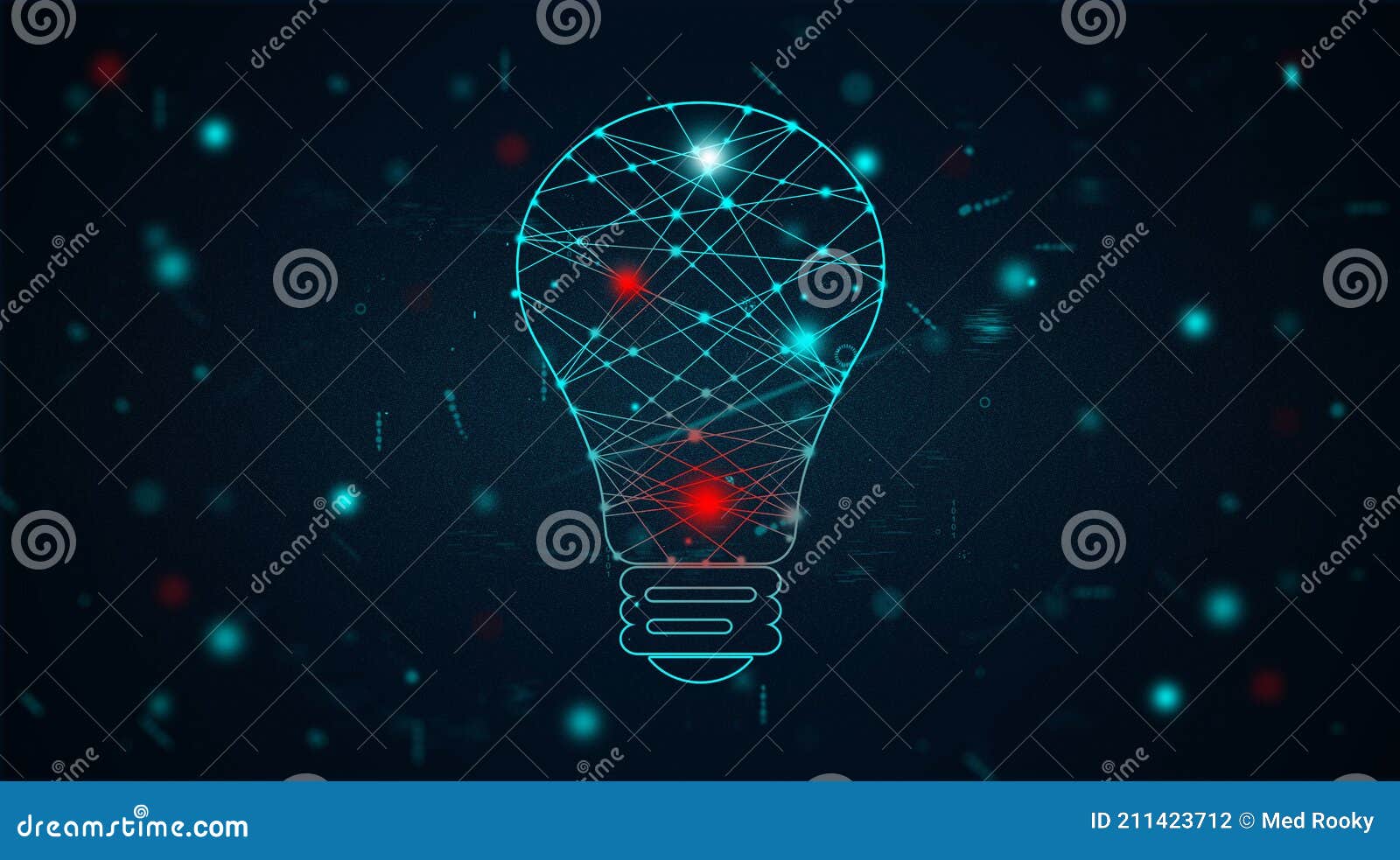 Connection and Communication Concept Idea with Light-bulb. Many Glowing ...