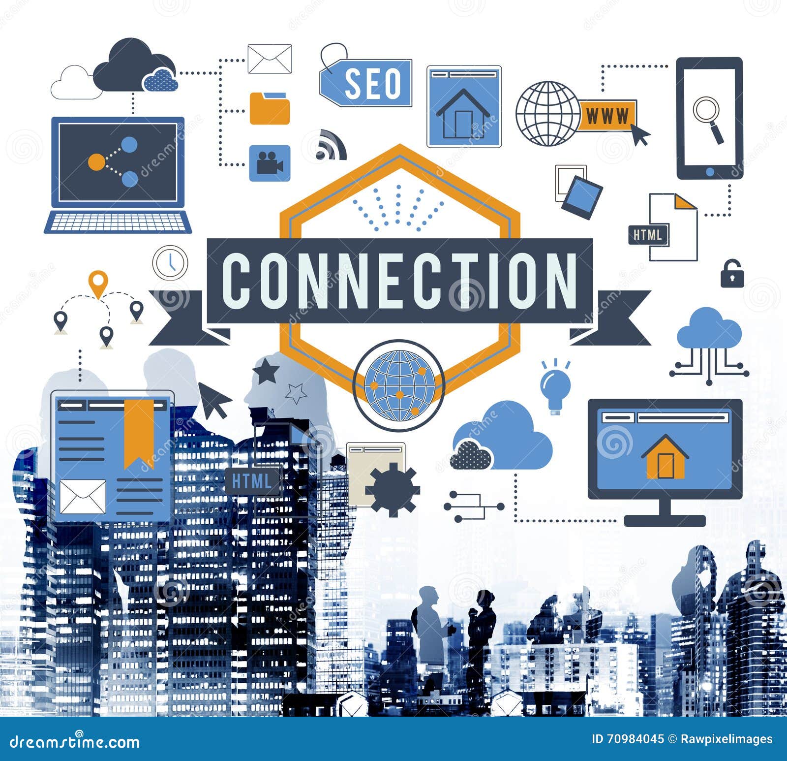 Connection Communication Digital Networking Concept Stock Illustration ...