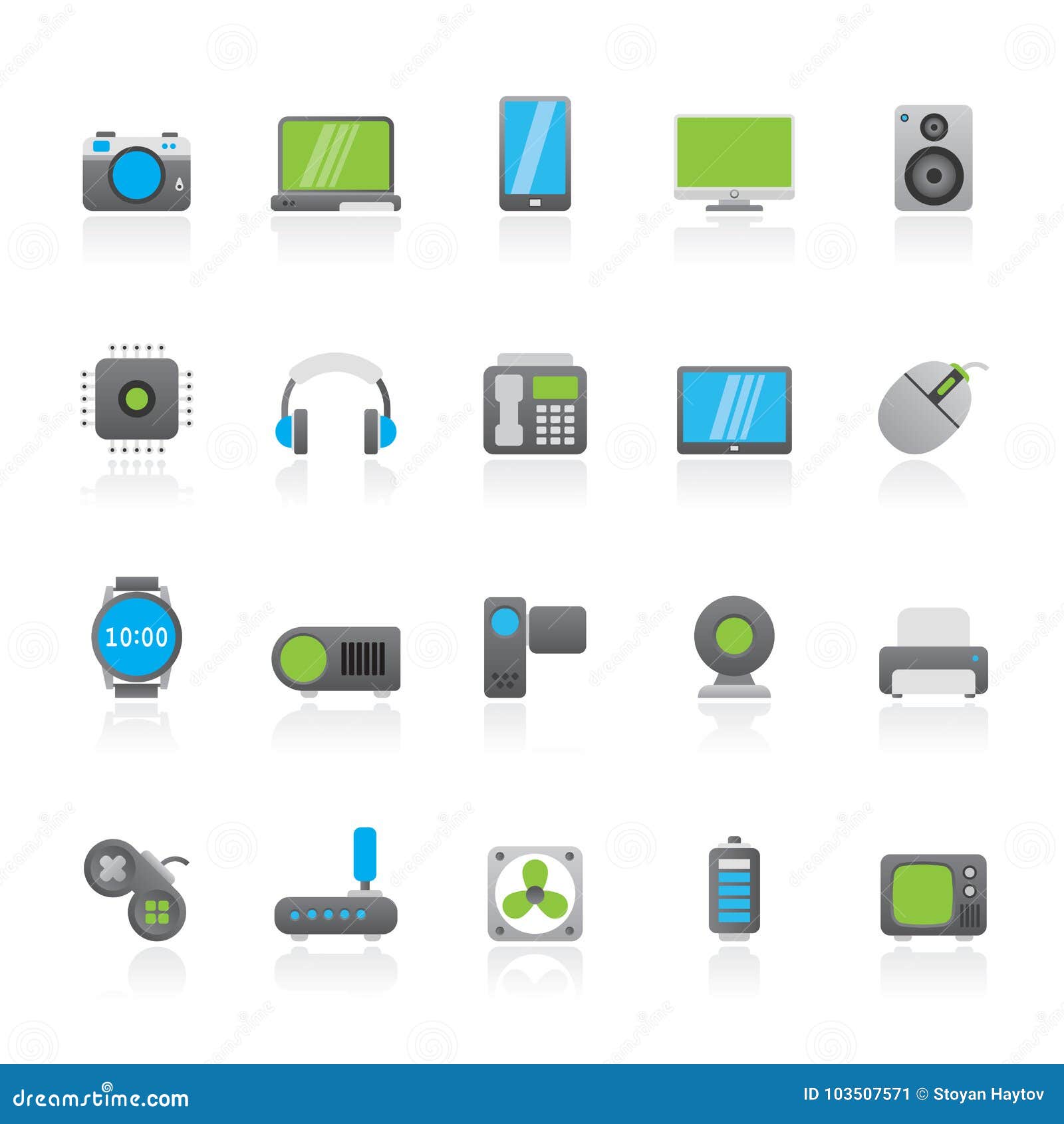 Connection, Communication and Technology Icons Stock Illustration ...