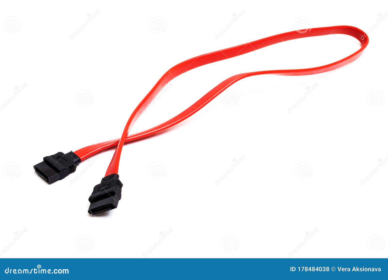 Connection on a Computer Red Cable Isolated on White Background Stock ...