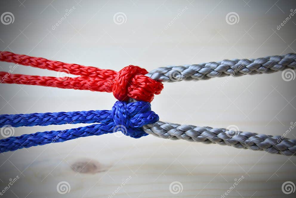 Connection Concept As Ropes Tied Linked Together Stock Photo - Image of ...
