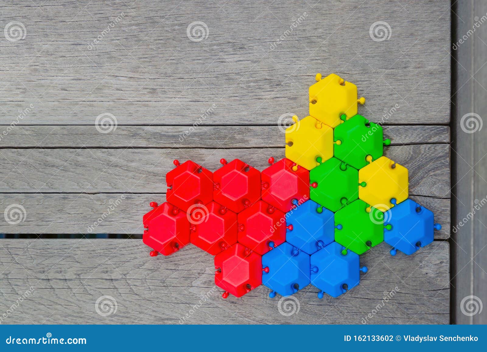 Connection Concept. Multi-colored Hexagons Connected into One Whole ...