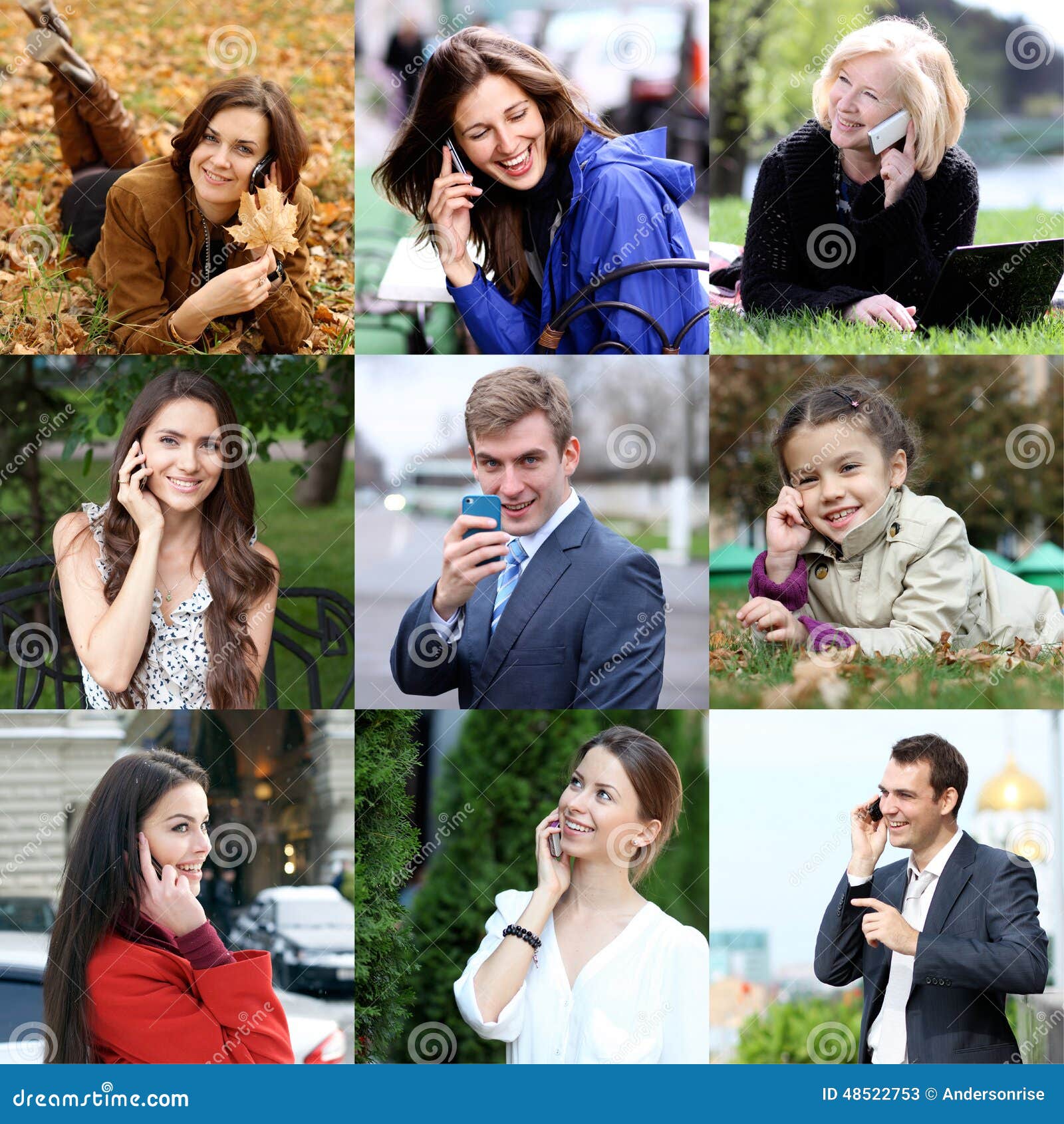 Connection Concept. People with Mobile Phone Collage Stock Image ...